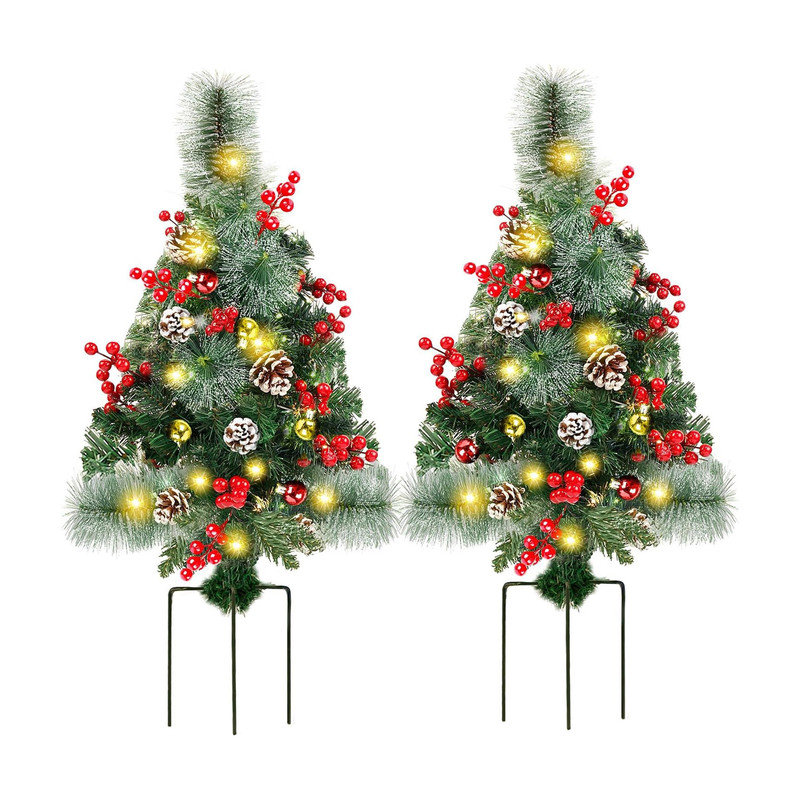 Alcott Hill 2 Pack 30 Inch Pre-Lit Pathway Christmas Trees | Wayfair